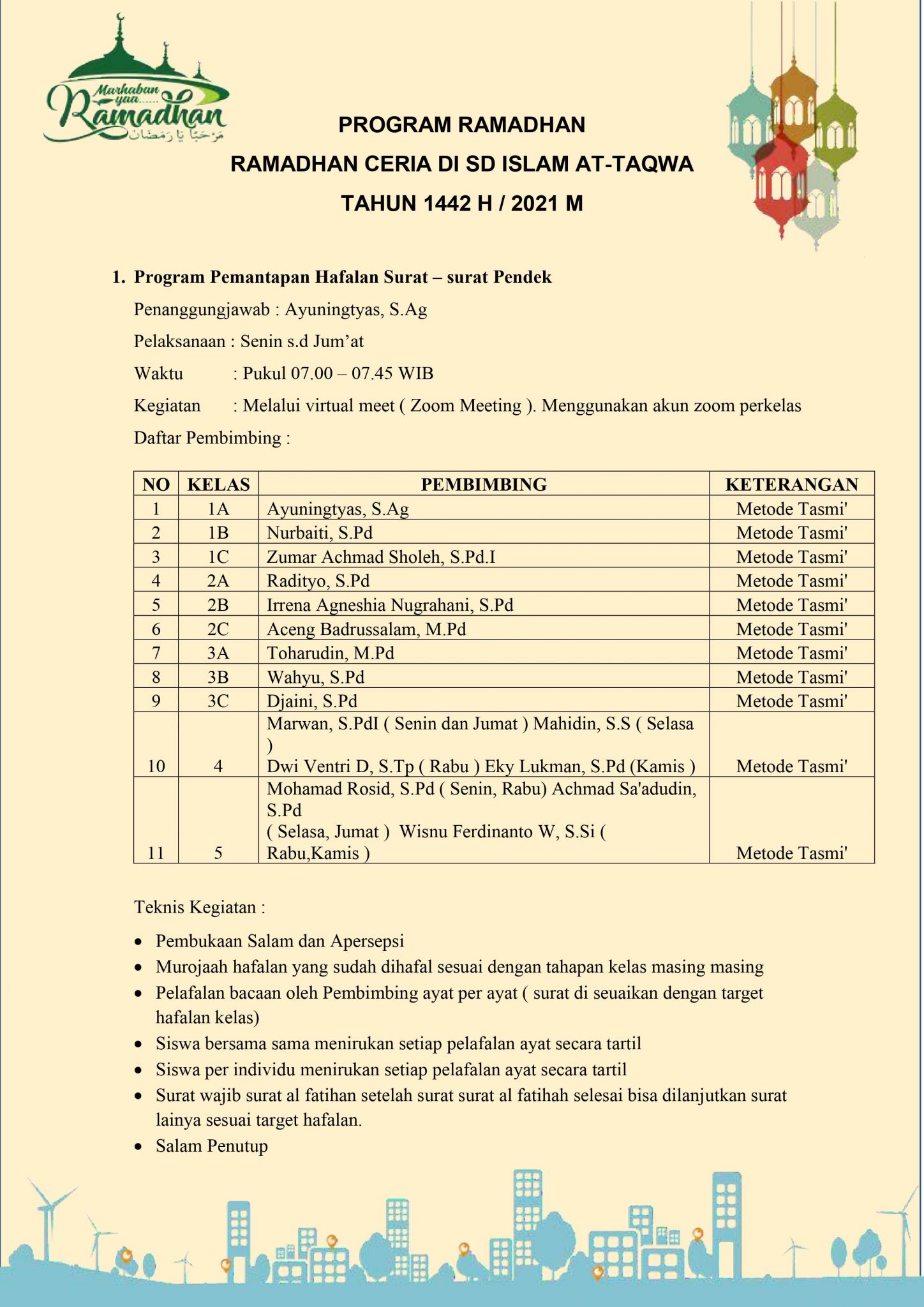 Program Ramadhan Ceria Di SD Islam At-Taqwa Tahun 1442 H / 2021 M – SDI ...